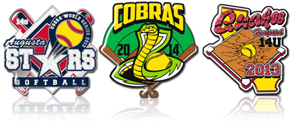 Softball-Pins.com | Pin Types | Soft Enamel Pins, Printed Pins, Rush Pins
